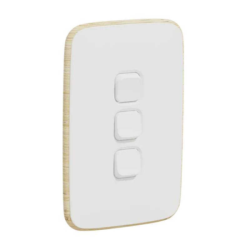 Clipsal Iconic Arctic White Essence Skin 3 Gang Switch Rocker | E3043C-AW