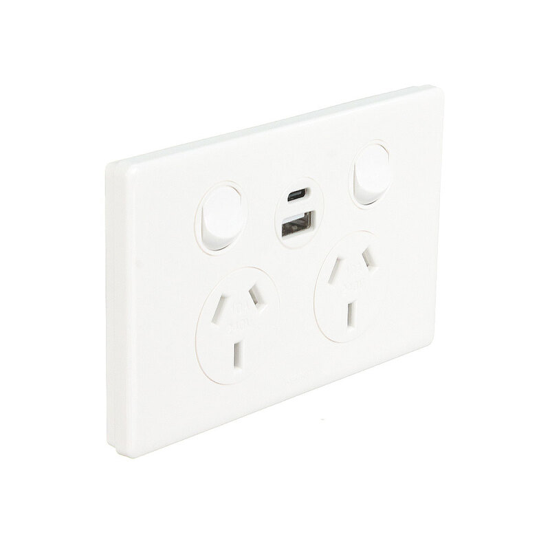 Double GPO Power Point With Dual type A+C USB Charger (2.4amp type A ...