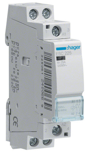Hager ESC225 | 25Amp 2 Pole Contactor 240V | 2 N/O