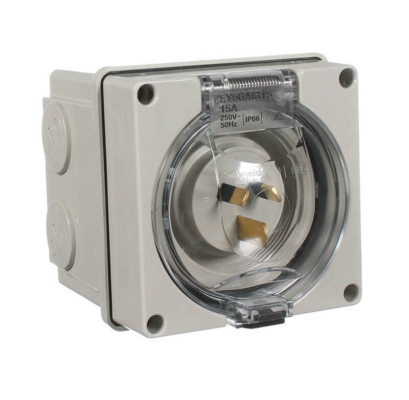 CLIPSAL EY56AI315 EASY56 | Appliance Inlet 3 Flat Pin 15Amp IP66 Rated