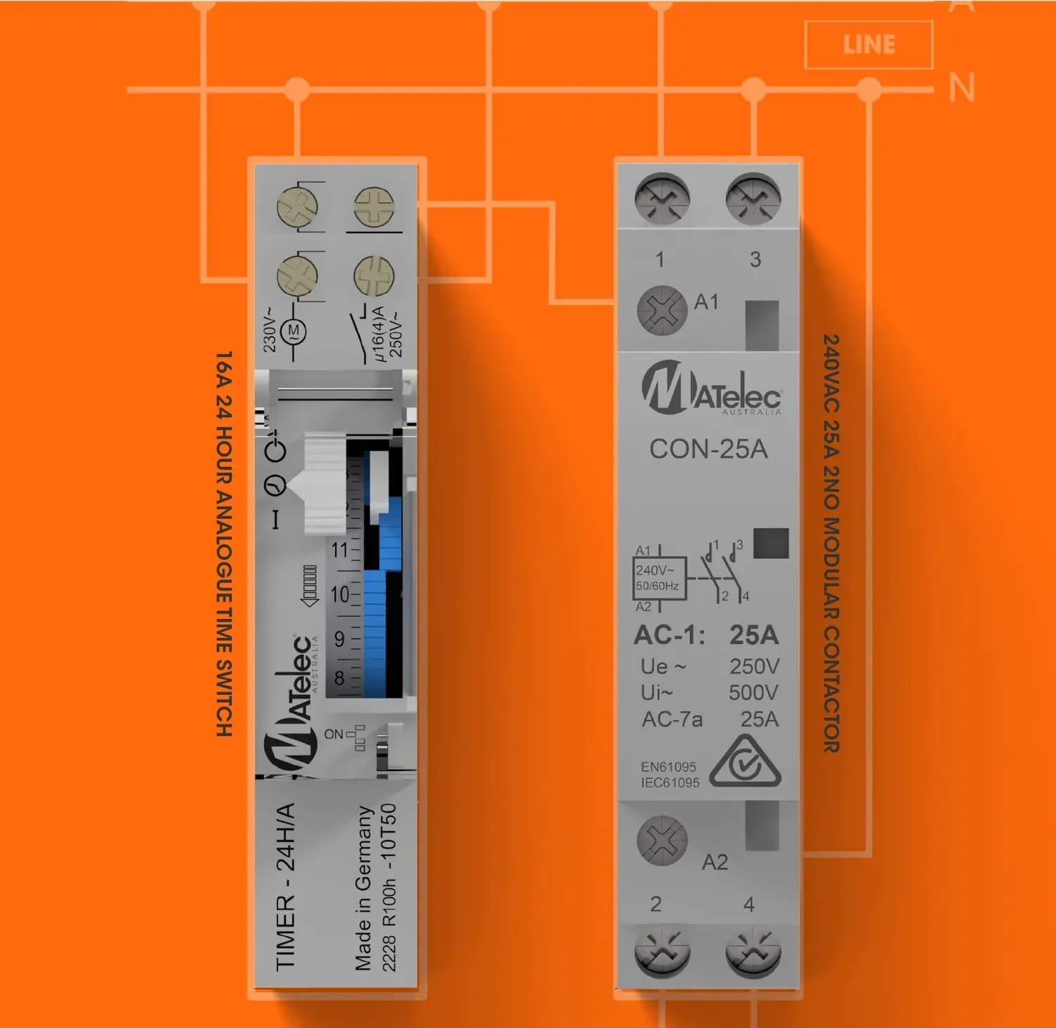 Matelec HWB-TIMER-CON-1 | 24hr Timer + 25A Contactor Bundle | Pre-Matched Combo