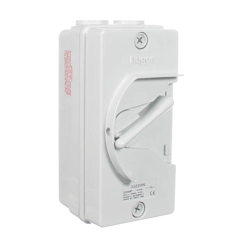 Hager JG220IN | Weatherproof Switch 2 Pole 20 amp IP66