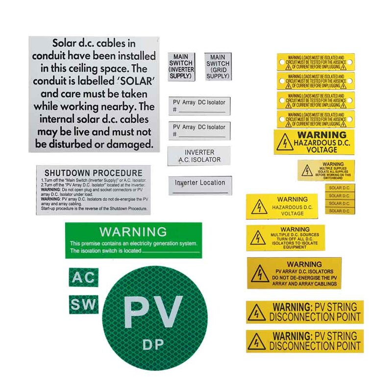 Solar Connect Label Kit KNS09 | Professional Grade Solar Label Stickers ...