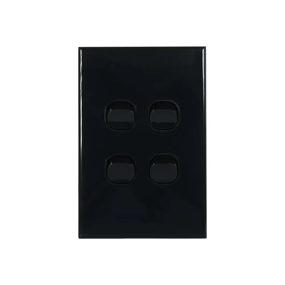 CSG LS104VB-L | GEO 4 Gang Slimline Switch 10AX | Black