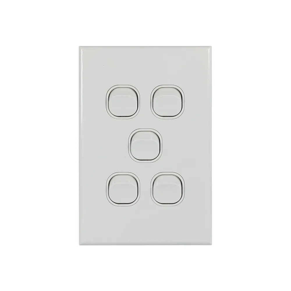 CSG LS105V-L | GEO 5 Gang Slimline Switch 10AX | White