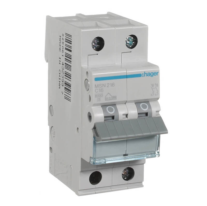 HAGER MSN216 | 16Amp Double Pole 6kA Circuit Breaker