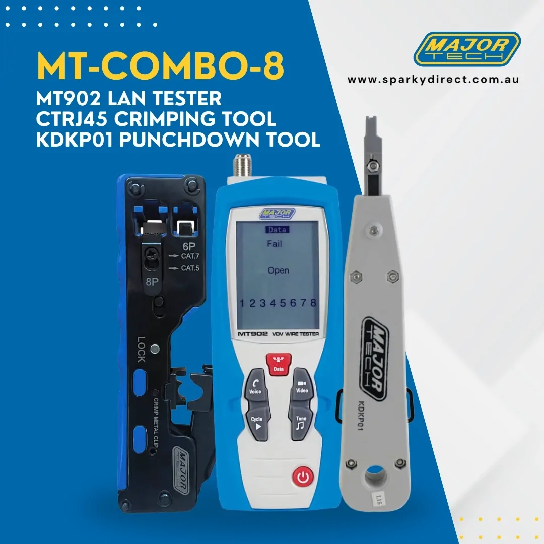 Major Tech MT-COMBO-8 | MT902 LAN Tester + CTRJ45 Modular Crimping Tool ...