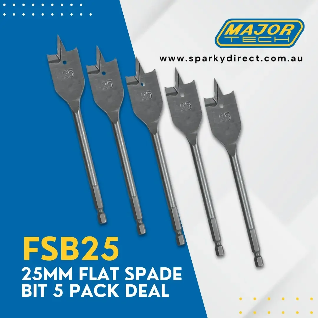 Major Tech MT25-FSB-PACK2 | 25mm Flat Spade Bit | 5-Pack