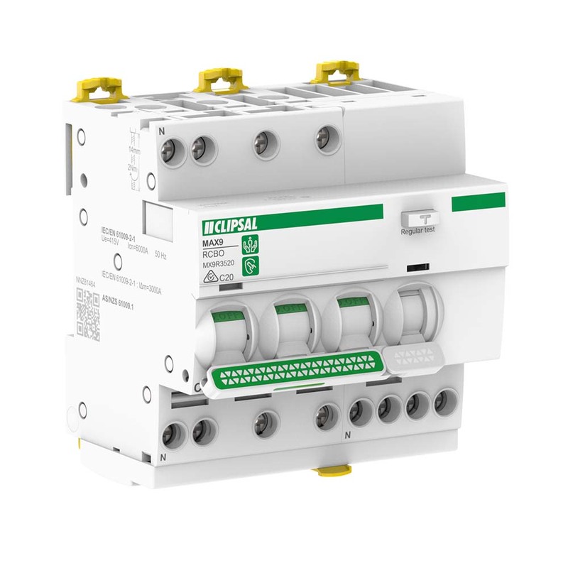 Clipsal MX9R3520 | 20A MAX9 RCBO 3PN C | 30mA Type A