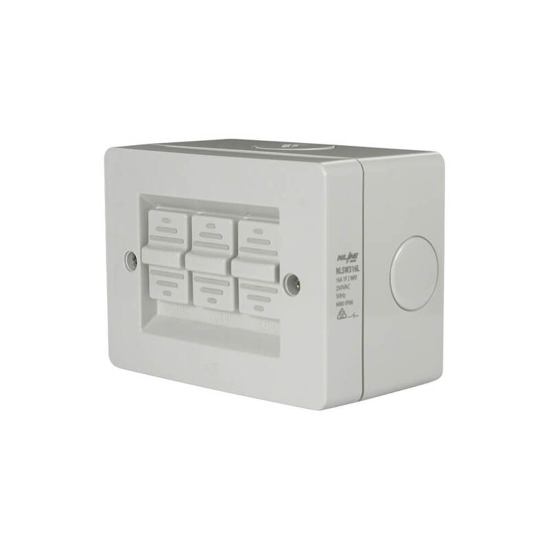 NHP NLSW316L Weatherproof Switch IP66 - 3 Gang, 16A, 250V