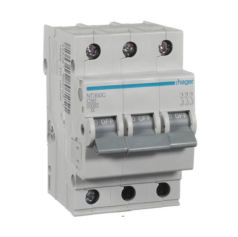 HAGER NT350C | 50 Amp Three Pole 10kA Circuit Breaker