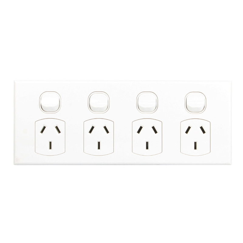 4 Gang slimline power point 10 Amp | White | PO410-L