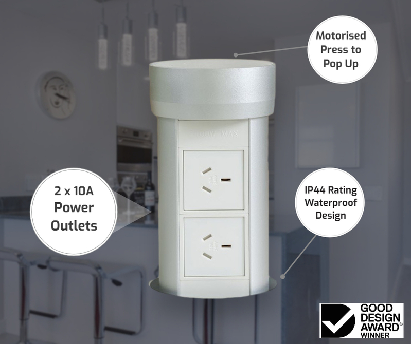 Point Pod PPC01 | Pop-Up Power Outlet 2 Power Point | Silver/White