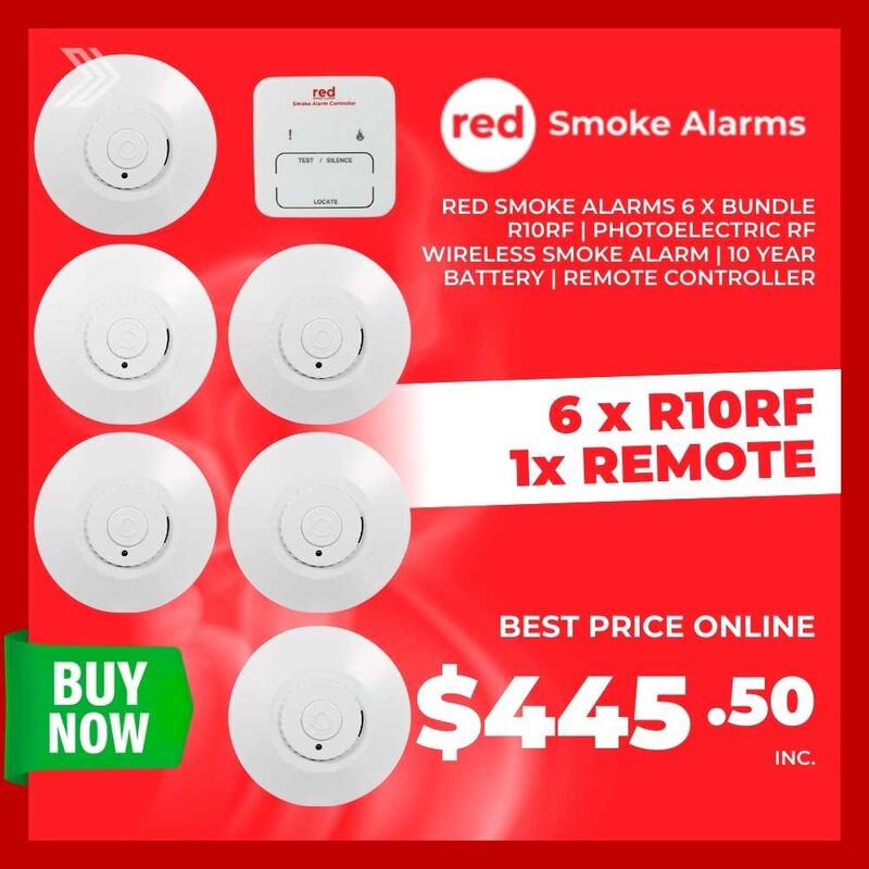 Red Smoke Alarms 6 x Bundle R10RF | Photoelectric RF Wireless smoke ...