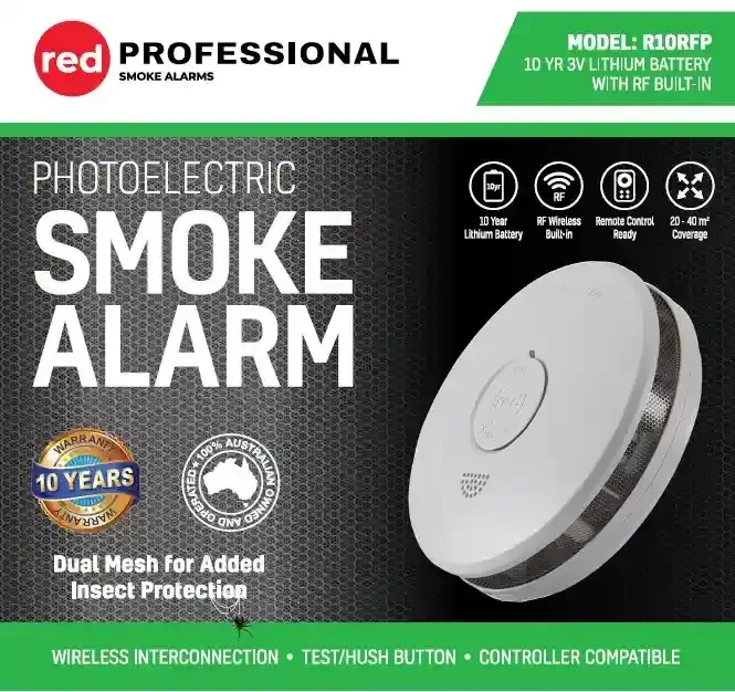 Red Smoke Alarms R10RFP | Photoelectric RF Wireless Smoke Alarm Pro ...
