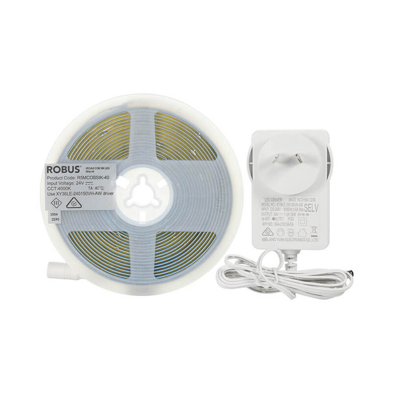 ROBUS Vegas COB LED Strip Kit 4000K 5M - Sleek & Efficient Lighting