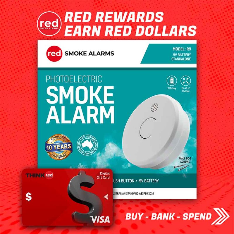 Red Smoke Alarms R9 | 9v battery stand-alone smoke alarm