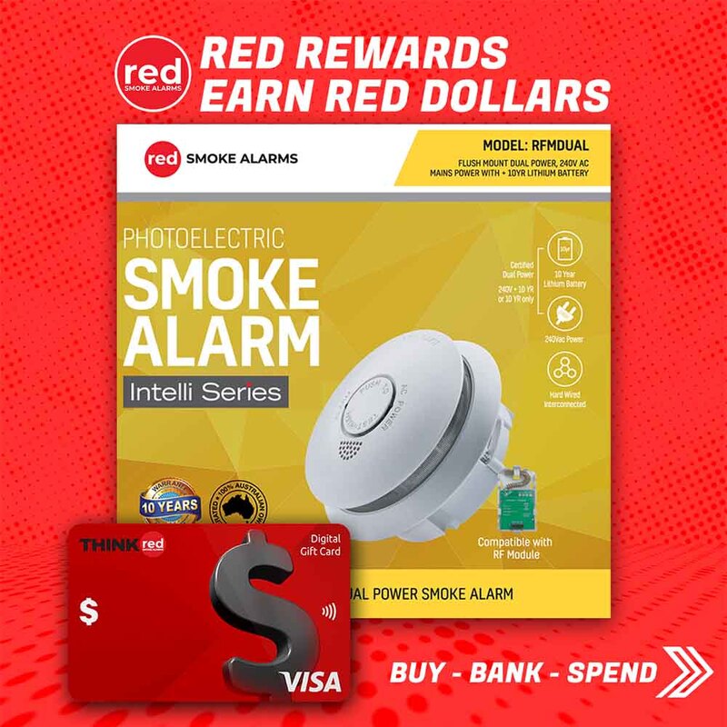Red Smoke Alarms RFMDUAL | Photoelectric Dual Power 240V Smoke Alarm