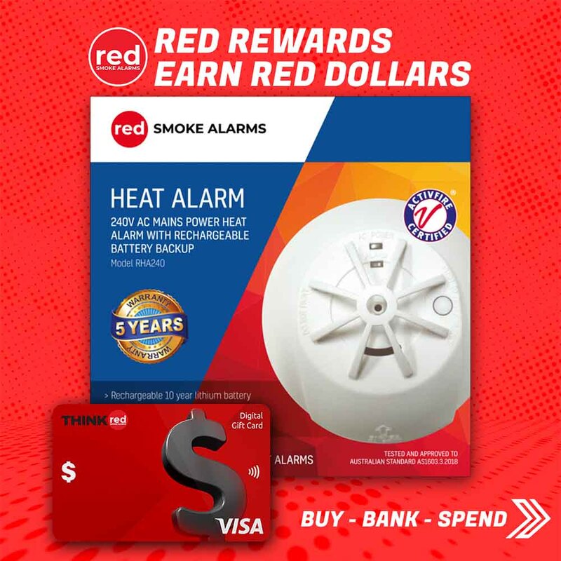 Red Smoke Alarms RHA240SL | Heat Alarm 240v | 10 Year Lithium Battery ...