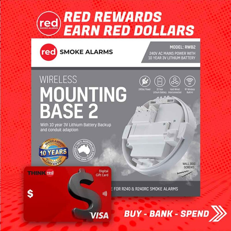 Red Smoke Alarms RWB2: Wireless Base for R240 and R240RC, Enhanced Safety