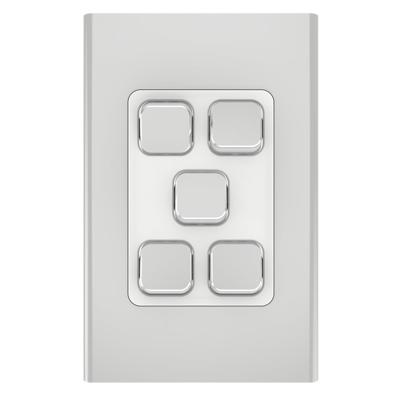 Clipsal Iconic STYL S3045C-SV | 5 Gang Switch Cover Plate | Silver ...