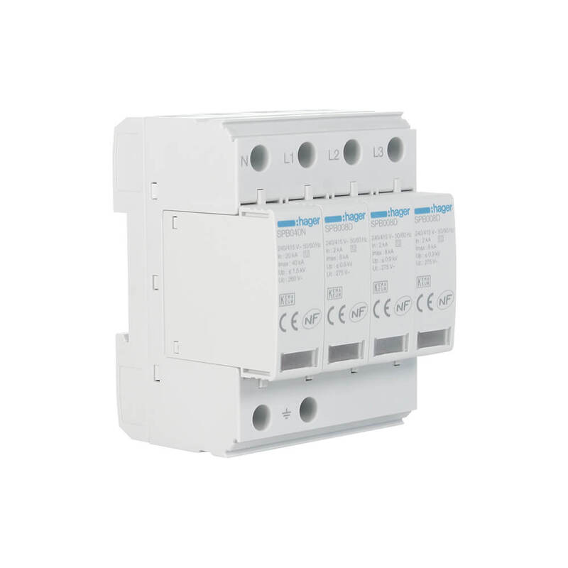 Hager SPB408D | Surge Protection Device 4 Pole TNS/TT 8kA