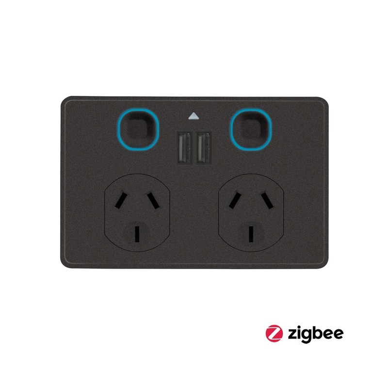 Mercator Ikuu SPPUSB02GMBK | Matt Black Smart Double Power Point with ...