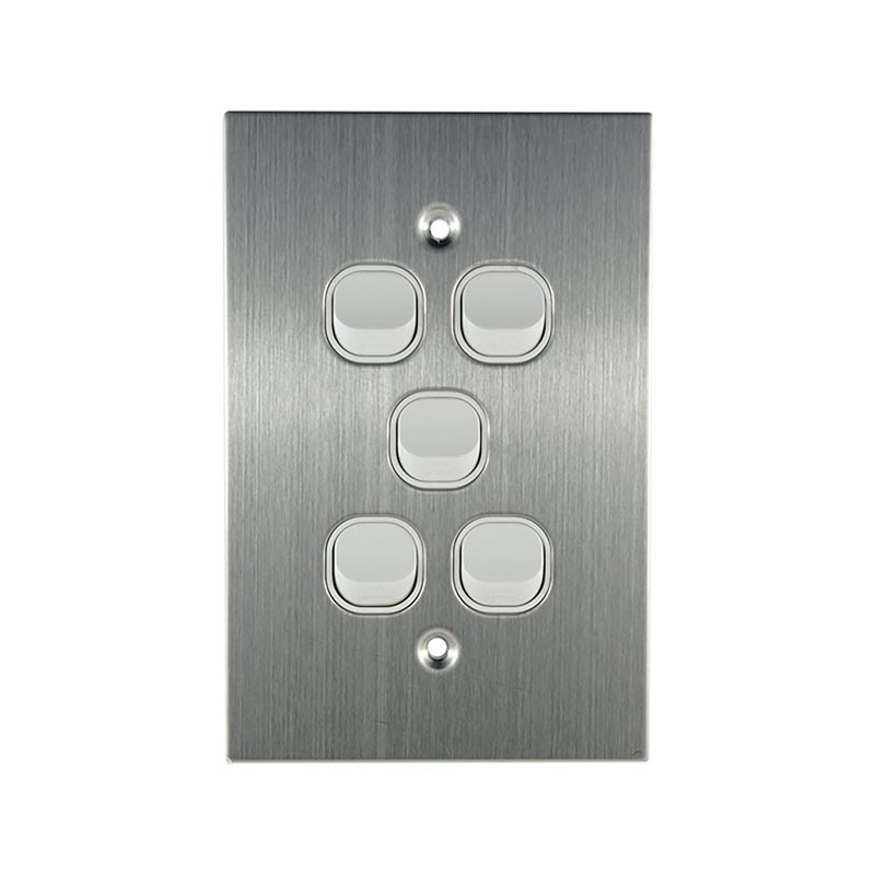 Connected Switch Gear SS-LS105V | 5 Gang Light Switch | Stainless Steel ...