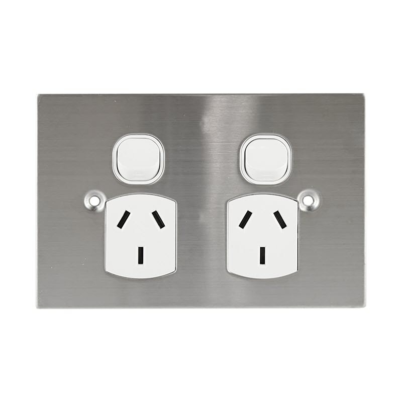 Connected Switch Gear SS-POD10 | Stainless Steel / White Double Power point