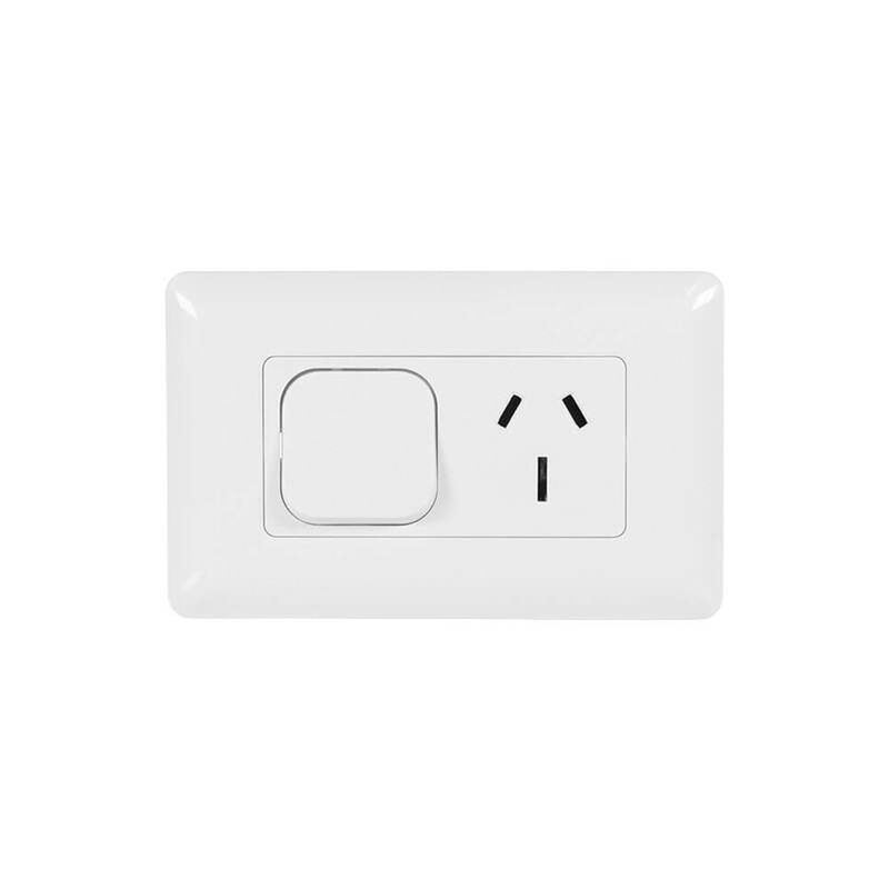 Tesla TESGPO1LD | Single Large Switch GPO, 10 Amp, White
