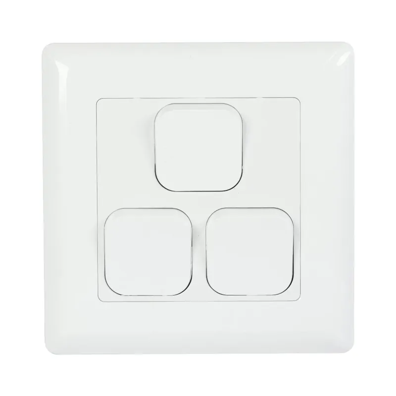 Tesla TESSW3LDX | 3 Gang Large Light Switch, 16 Amp, White