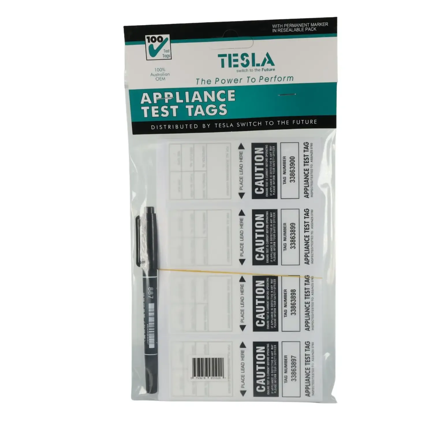 Tesla TTAGBLACK | Black Appliance Test Tags | 100 Pack