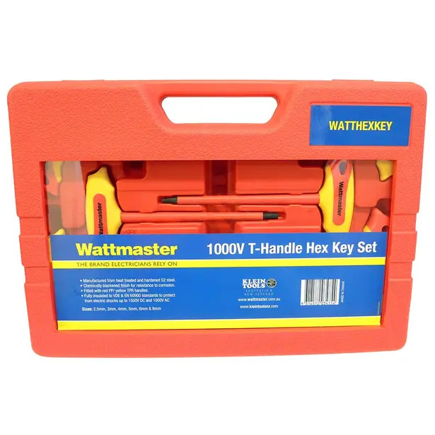 WATTMASTER WATTHEXKEY | 6 PIECE 2.5-8MM METRIC VDE T-HANDLE HEX KEY SET