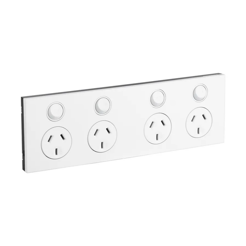 CLIPSAL SATURN ZEN Z4025H2-ZW |Quad GPO 10 Amp 250v | Zen White