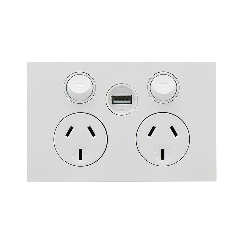 CLIPSAL SATURN ZEN Z4025USBC-ZW | Double GPO 10Amp 250v C/W USB | Zen White