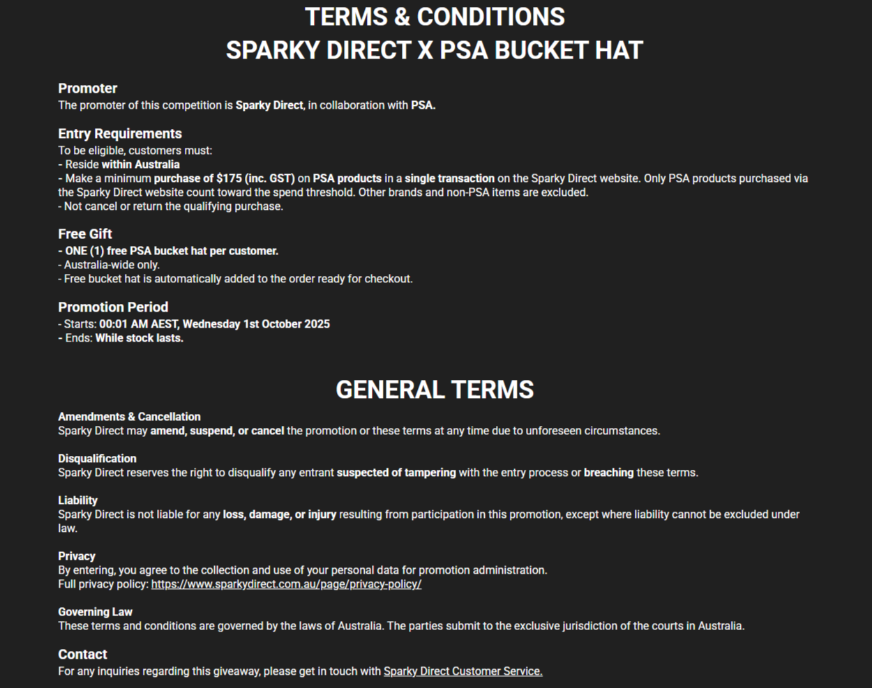 PSA X Sparky Direct Bucket Hat 2025